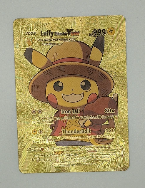 PIKACHU POKEMON LUFFY One Piece Op Pika Carte Card Holo Doré Prism ...