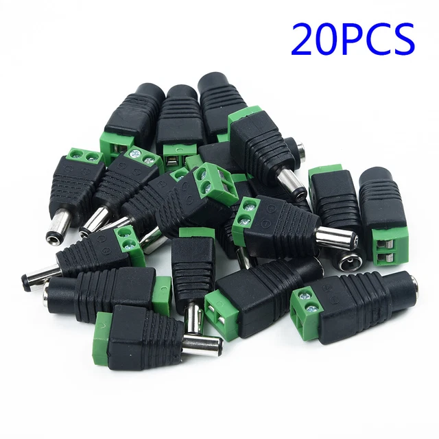 20* MALE FEMALE DC Power Plug CCTV 12V Power Terminal Connectors for ...