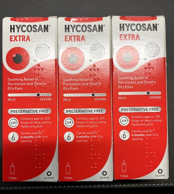 HYCOSAN EXTRA 3X bottles DRY Eye Drops RECOMMENDED BY OPTICIANS - LONG ...