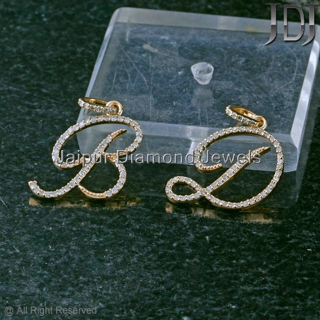 ALPHABET CHARM GOLD Initial Letter Pendant 18k Yellow Real Genuine ...