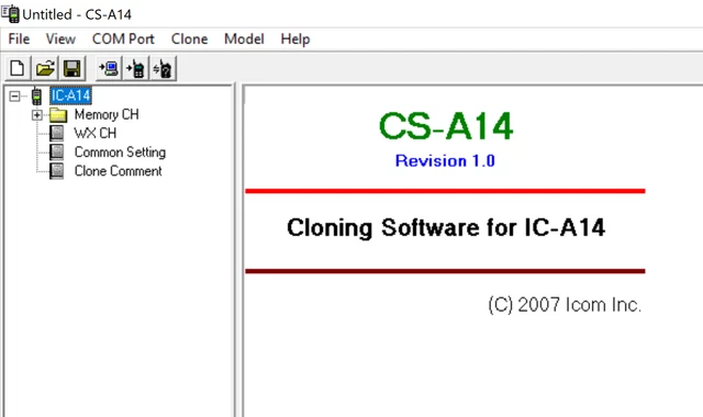 ICOM CS-A14 V. 1.0 RADIO PROGRAMMING AND CLONE SOFTWARE for IC-A14, IC ...