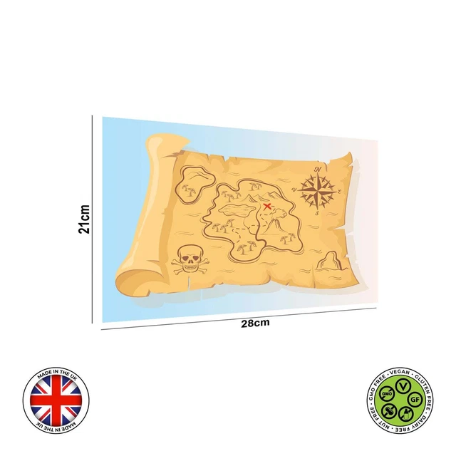 PIRATE TREASURE MAP wrap around edible cake topper ICING / WAFER £6.49 ...