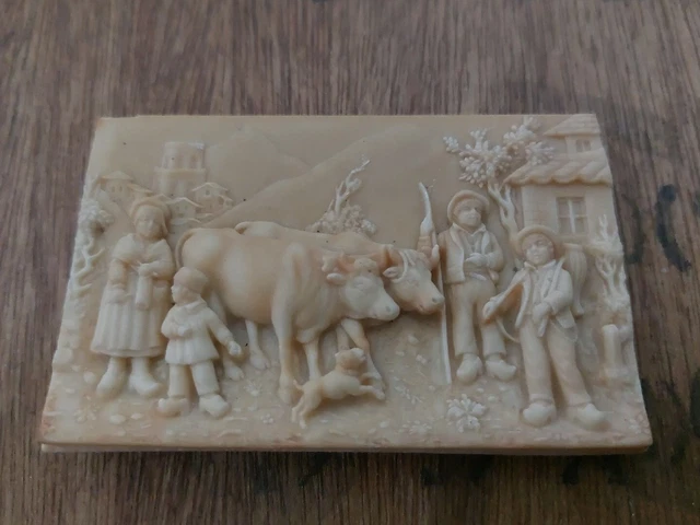 ANCIEN TABLEAU PIERRE calcaire pétrifié bas relief fontaine pétrifiante ...