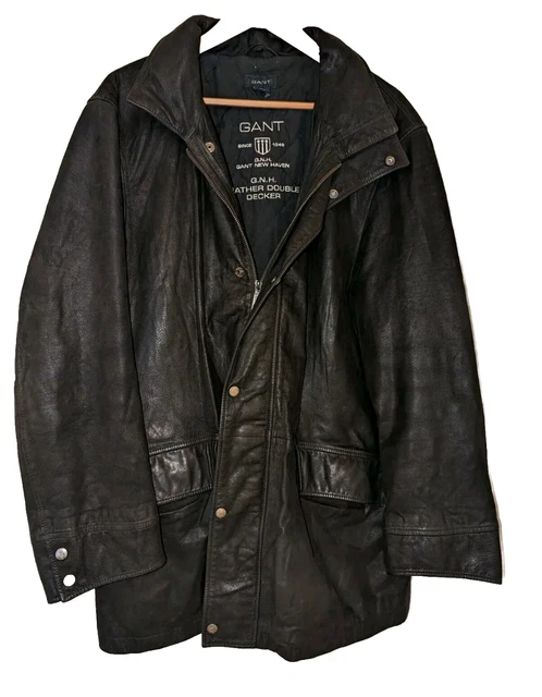 GANT USA LEATHER Double Decker Mens Leather Jacket, Size Medium £55.00 ...
