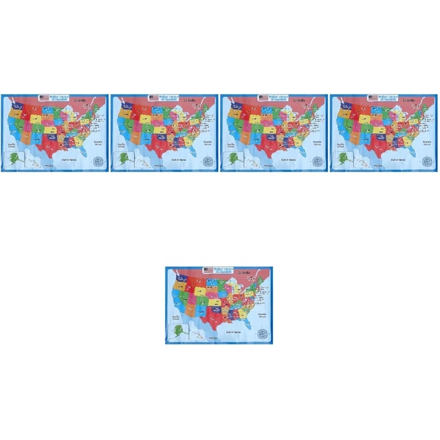 5 SHEETS UNITED States Map Preschool Poster USA for Study Room Toddler ...