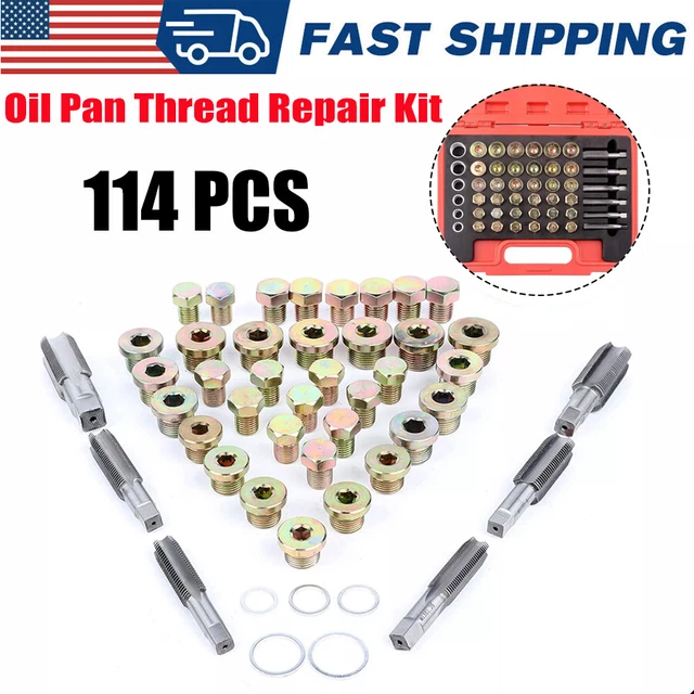 114PC OIL PAN Thread Repair Kit Sump Gearbox Drain Plug Tool Set M13 ...