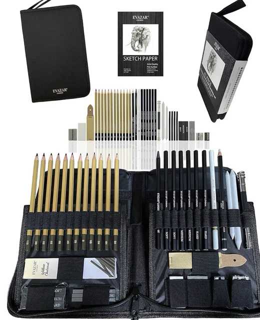 SKETCHING AND DRAWING Art Kit Supplies by EVAZAR London Premium Set 41 ...