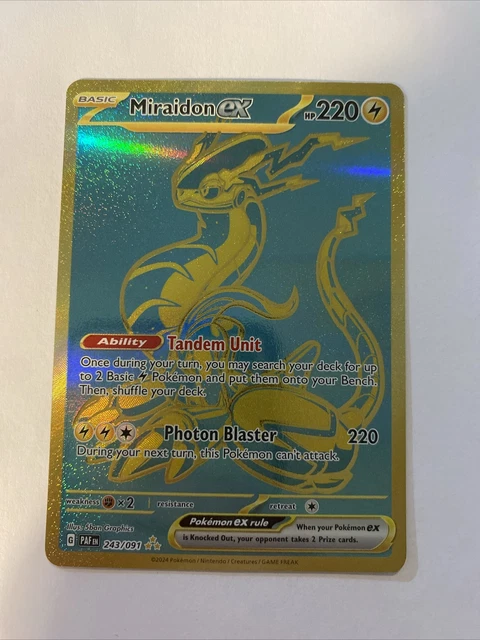 POKEMON TCG - Miraidon Ex 243/091 Gold Secret Rare- Paldean Fates - NP ...