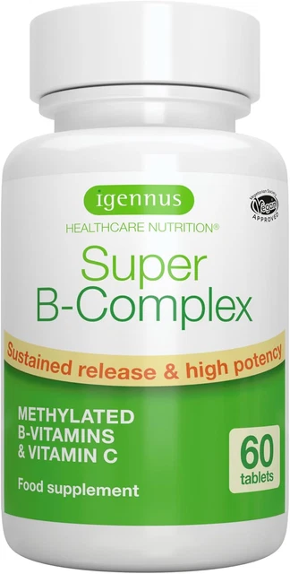 SUPER B-COMPLEX VITAMINS 60 Tablets, High Absorption, Methylated B12 ...