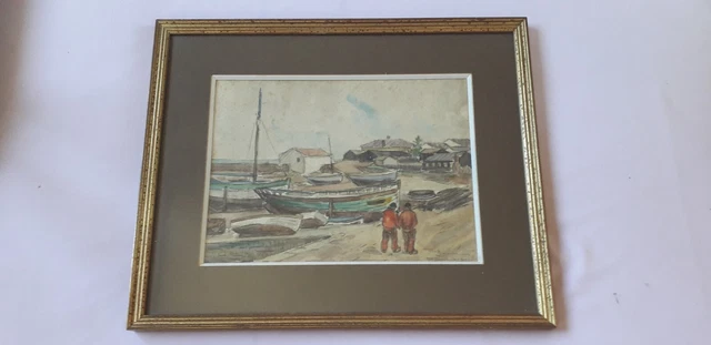 TABLEAU ANCIEN À l'aquarelle du peintre Robert Laroche représentant l'île d'Yeu EUR 850,00 ...