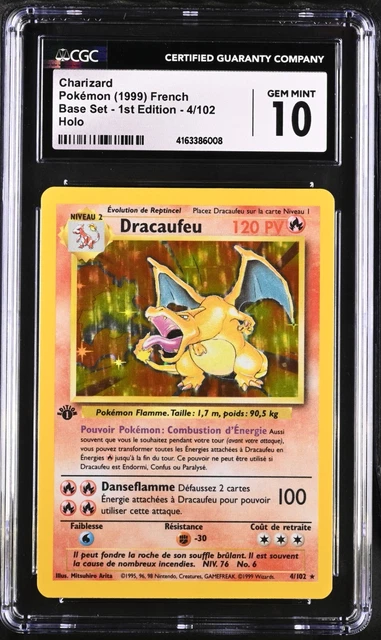 POKEMON CHARIZARD 1ST Ed Base Set FRENCH PSA CGC 10 GEM MINT DRACAUFEU £20,000.00 - PicClick UK