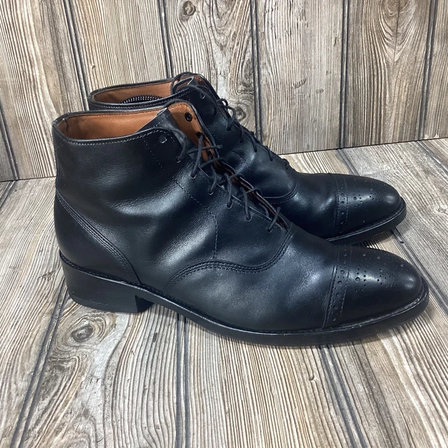 ALLEN EDMONDS MENS 8 D Fifth Street Boots Shoes Black Leather Cap Toe ...