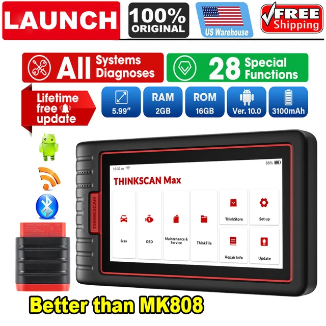 THINKSCAN MAX CAR Diagnostic Tool Auto OBD2 Scanner TPMS Code Reader pk ...