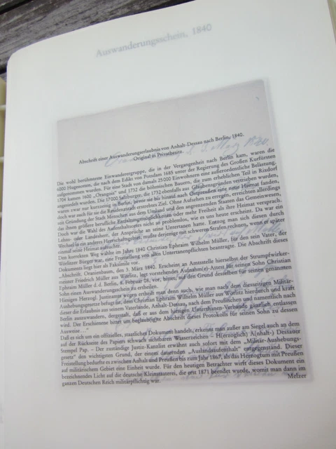 BERLIN ARCHIV ERGÄNZUNG II: 1024Auswanderungserlaubnis Anhalt Dessau ...