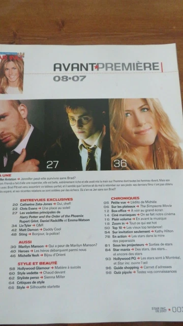 STAR INC 2007 Jennifer Aniston CHRIS EVANS Marilyn Manson MATT DAMON ...