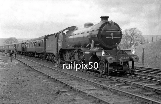ORIGINAL LARGER RAILWAY NEGATIVE. LNER steam loco 3442. Grassington ...