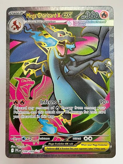 POKÉMON TCG MEGA Charizard X ex 109/094 Me02: Phantasmal Flames Holo £ ...