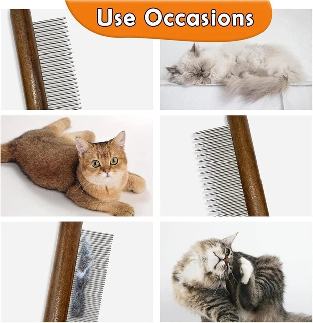 3 PACK SOLID Wood Cat Combs, for Cat Dog Rabbit Massage, Flea Lice Comb ...