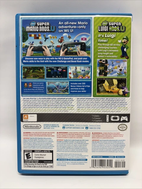 NEW SUPER MARIO Bros U + Luigi U Wii U 2013 Authentic Case and game ...