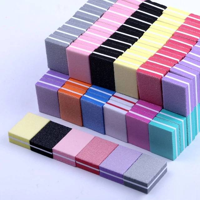 COLORFUL SPONGE POLISHING block Mini Nail File Nail Sanding Buffer Nail ...