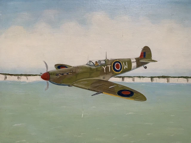 SPITFIRE P8147 OIL Painting RAF Military WW2 WWII WWll WW11 Vintage On ...