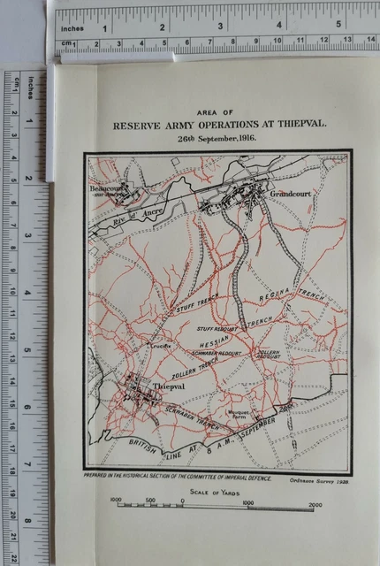 WW1 MAPPA RESERVE Army Operations Presso Thiepval 26th Settembre 1916 ...