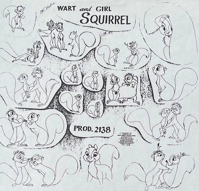 SWORD IN THE STONE WART and GIRL SQUIRRIL Model Sheet Disney ANIMATION ...