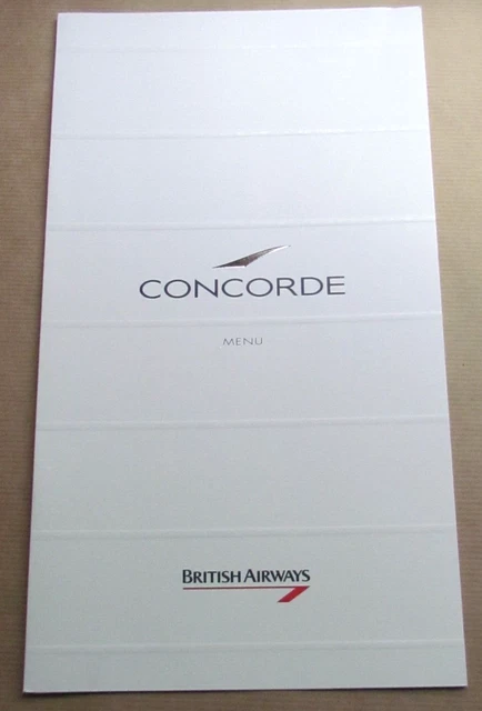 BRITISH AIRWAYS CONCORDE Ba004 Jfk To Lhr Menu (11324) £12.50 - PicClick UK