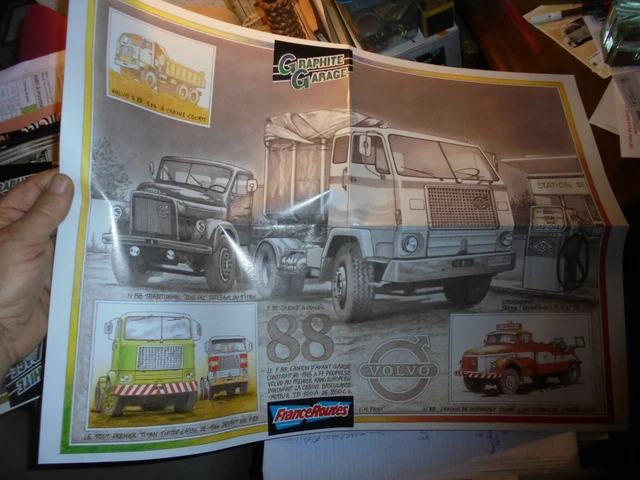 POSTER FRANCE ROUTES Graphite Garage Ancien Camion VOLVO F88 F89 E.M ...