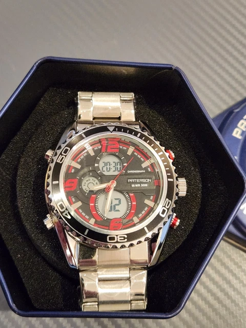 MONTRE CHRONO HOMME Paterson USA Racing Ani-Digi édition spéciale neuve ...
