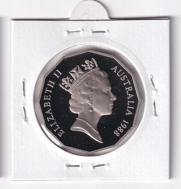 AUSTRALIAN PROOF: 1988 50 Cent Bicentennial First Fleet Coin In 2X2 Holder ... EUR 14,13 ...