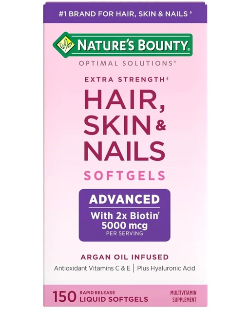 NATURE'S BOUNTY EXTRA Strength Hair Skin Nails 150 Softgels £19.50 ...