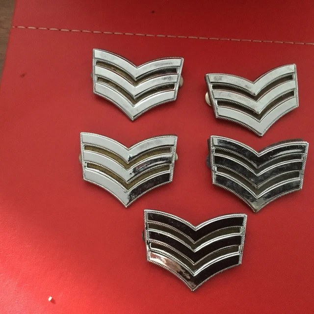POLICE SERGEANT STRIPES Chevrons METAL Roped Edge Epaulettes Rank Sg x5 ...