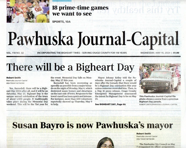 PAWHUSKA JOURNAL-CAPITAL NEWSPAPER May 15 2024 New Mayor Barnsdall ...