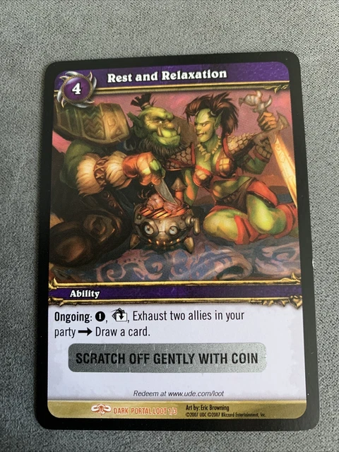 WOW WORLD OF Warcraft TCG Unscratched Loot Card Rest And Relaxation EUR ...
