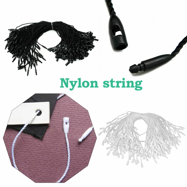 HANG TAGS NYLON String Snap Lock Pin Loop Fastener Hook Tie 100-1000pcs ...