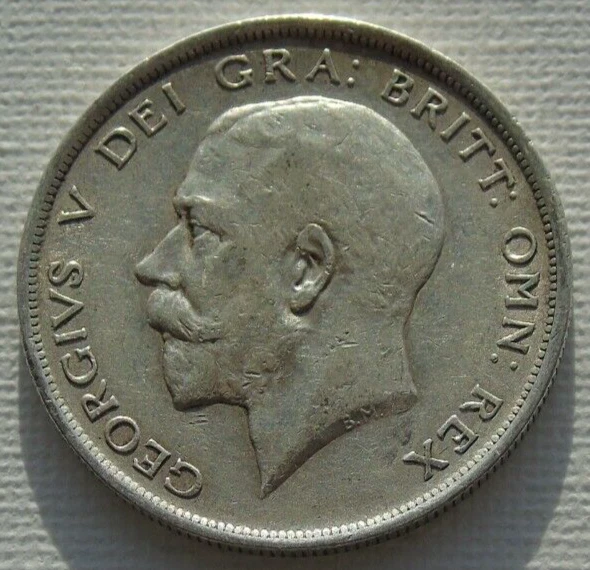 1919 KING GEORGE V 1st Coinage Silver Half-Crown, High Detail Coin ...