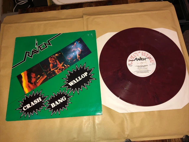 RAVEN - CRASH bang wallop - 12”ep 1982 vgc+/ex.con marble vinyl EUR 20 ...