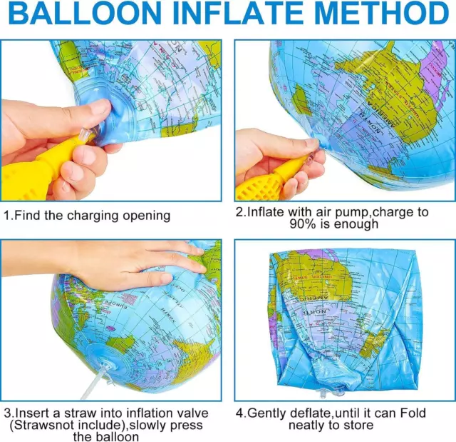 LARGE 40CM WORLD Globes Inflatable Map Earth Balls Atlas Learning Toys ...