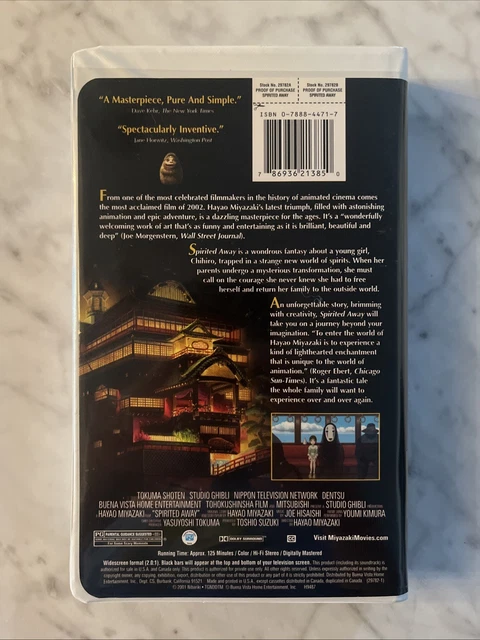 MIYAZAKI’S SPIRITED AWAY (VHS, 2001) Clamshell Case RARE Studio Ghibli ...
