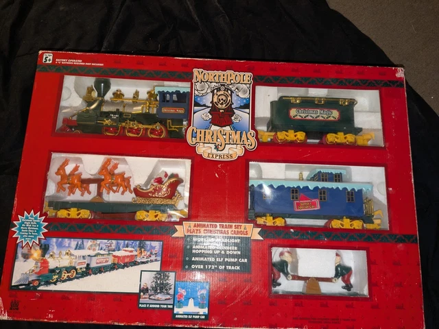 VINTAGE NORTH POLE Christmas Magic Express Animated Musical Train Set ...