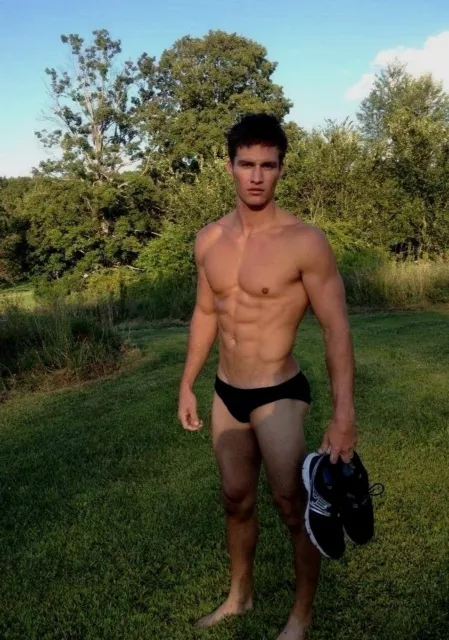 Shirtless Male Beautiful Physique Beefcake Shaggy Hair Jock Hunk Photo