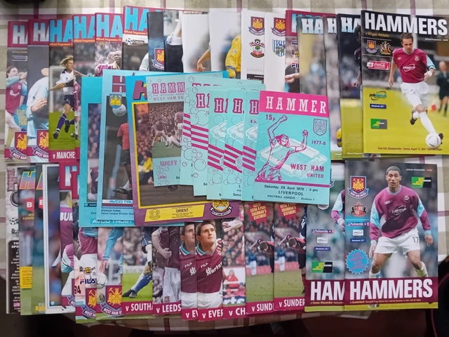 BUNDLE OF 40+ West Ham United football programmes some from 70's and 80 ...