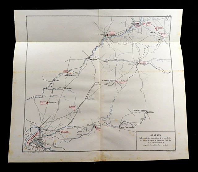 PARIS MAP FRANCE Franco Prussian War Soissons French Military Map ...