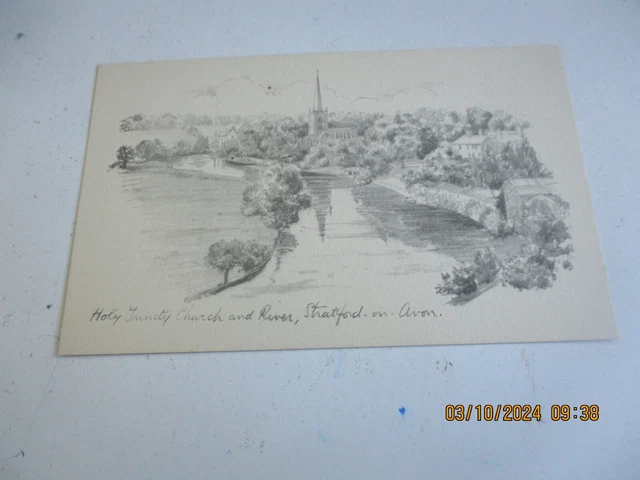 HOLY TRINITY CHURCH and River, Stratford-on-Avon, Pencil Sketch ...