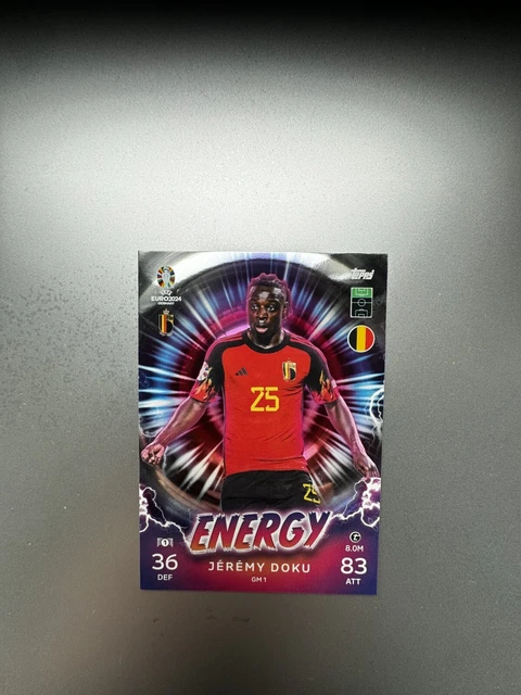 TOPPS MATCH ATTAX UEFA EURO 2024 EM Energy Jeremy Doku Belgium Belgien ...
