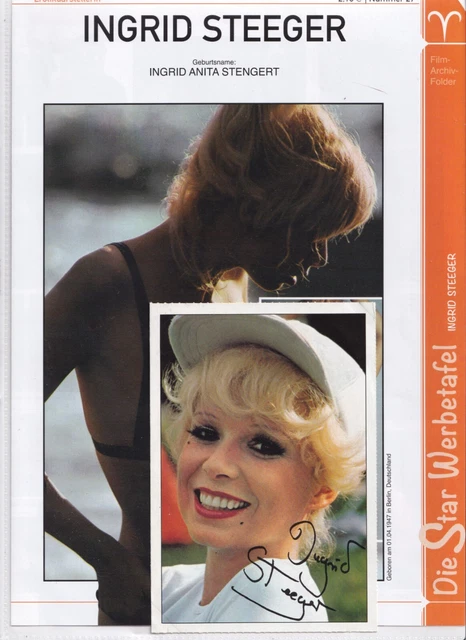 INGRID STEEGER - Starwerbetafel - & Bravo Autogrammkarte - 4 Seiten Din ...