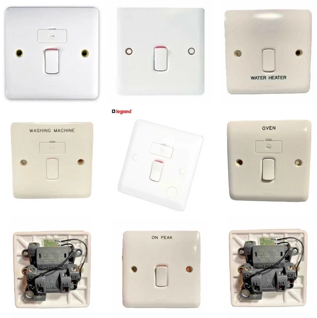 LEGRAND SYNERGY 13A Fused Spur Engraved Switches 20a DP + Neon Various ...