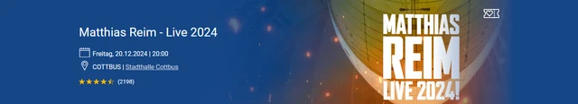 MATTHIAS REIM - Live 2024 Tickets in Cottbus 2x EUR 100,00 - PicClick DE