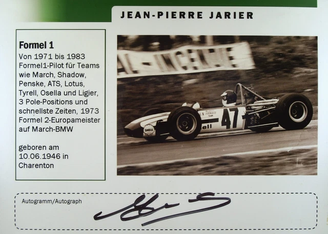 ORIGINAL-AUTOGRAMM JEAN-PIERRE JARIER – Französischer Formel-1-Pilot ...